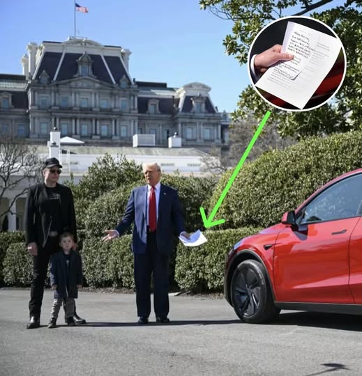 The contents of Trump’s notes during the White House Tesla event ...