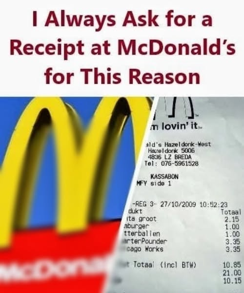 I Always Ask for a Receipt at McDonalds for This Reason - Weveryday Stories
