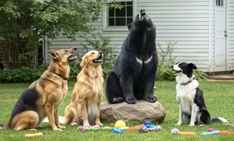 A bear raised alongside three dogs believes hes one of them and what ...