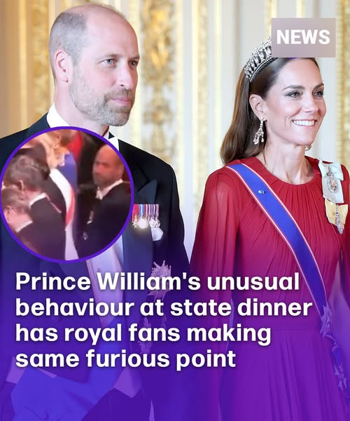 Prince William’s unusual behaviour at state dinner has royal fans ...