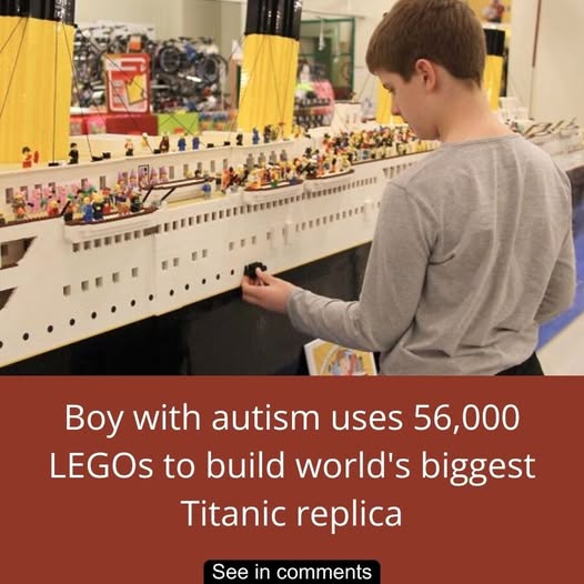 A boy with autism transformed his passion for ships into a 26-foot LEGO ...