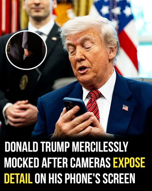 Donald Trump ridiculed after cameras catch a glimpse of his phone’s ...