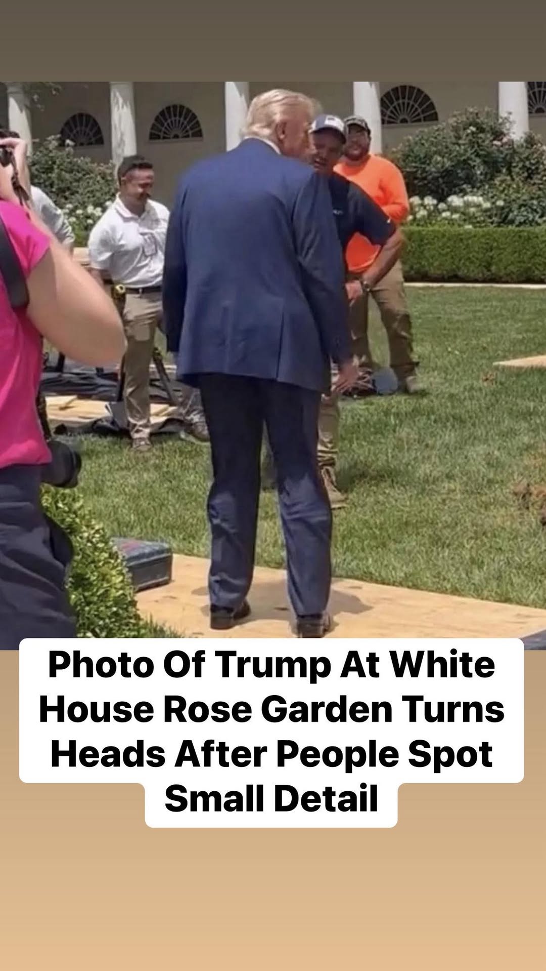 Small detail in White House Rose Garden photo of Trump leaves people ...