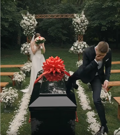 A Coffin Decorated With A Bow Was Brought To Our Wedding - Weveryday ...