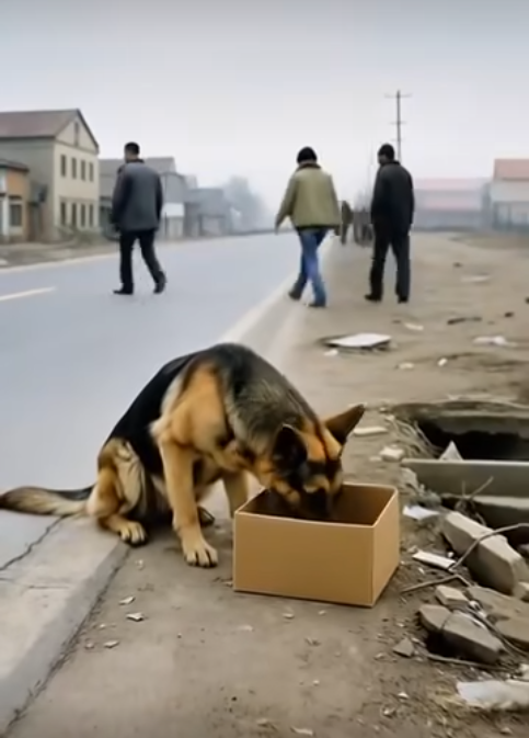 Lost in a downpour, a famished dog finds a box… its contents will give ...