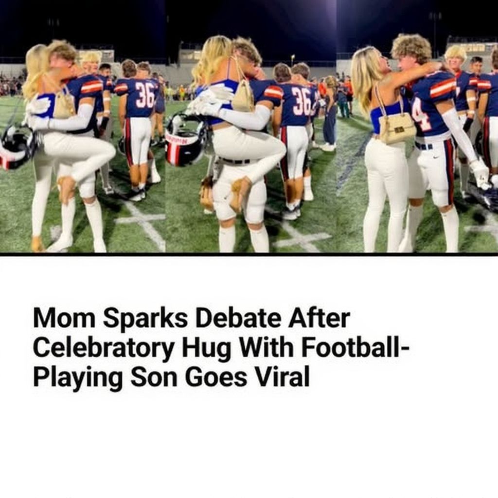 Mom Sparks Debate After Celebratory Hug With Football-Playing Son Goes ...