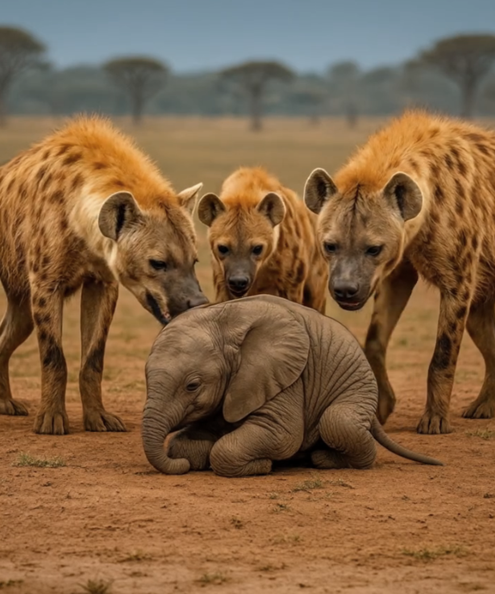 A Pack of Hyenas Surrounded a Helpless Baby Elephant—But What Stormed ...