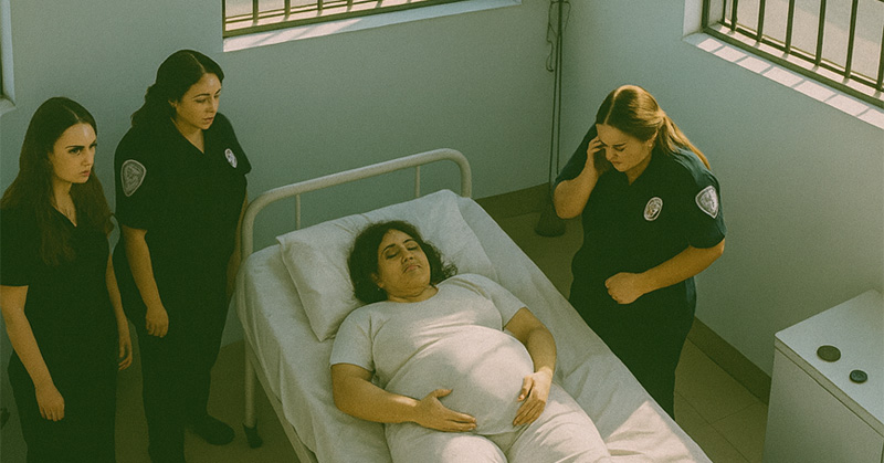Woman gives birth in prison hospital room: midwife approaches her to ...