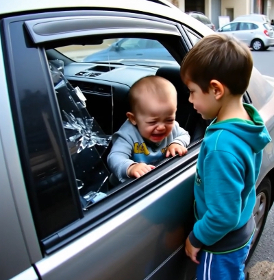 A young boy, just eight, freed a child trapped in a locked car, causing ...