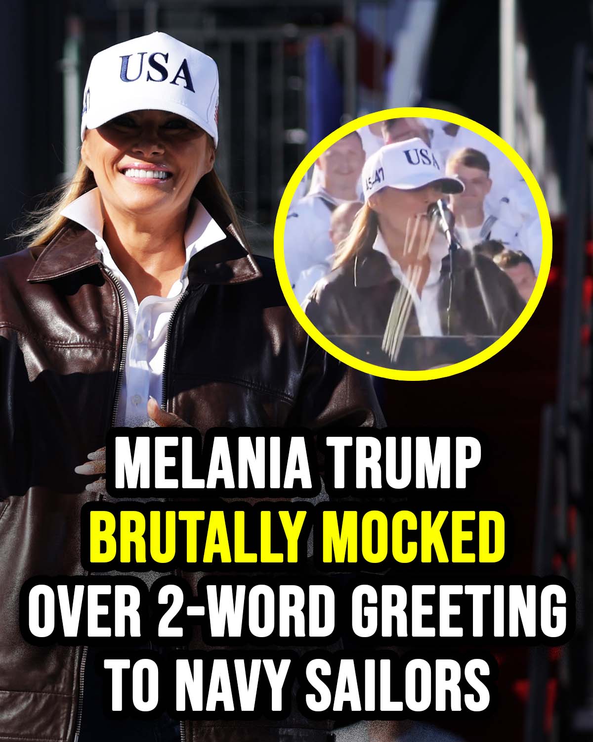 Melania Trump mocked over awkward 2-word greeting to Navy sailors in ...
