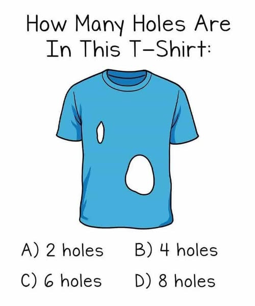 Just 14% Figure Out Correct Number Of Holes In T-Shirt - Weveryday Stories