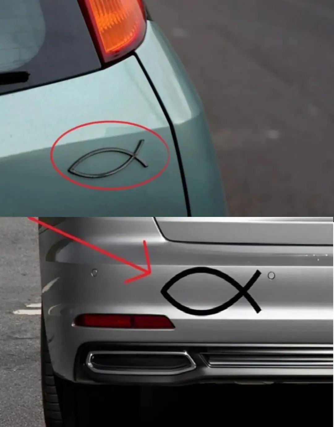 What does the small fish-shaped symbol on the back of some cars mean ...